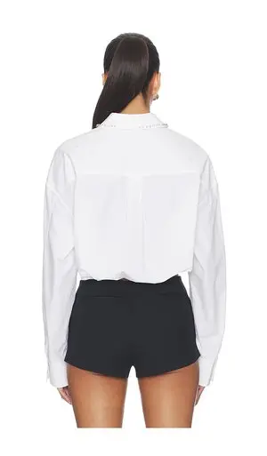Alexander Wang Crystal Stud Collar Wrap Shirt - White