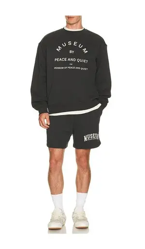 MUSEUM OF PEACE & QUIET Embroidered Logo Crewneck - Black