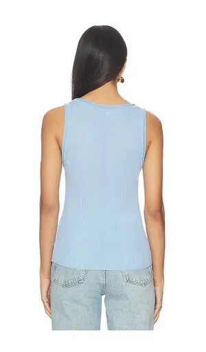 Veronica Beard Ribbed Knit Tank Top - Blue Jay