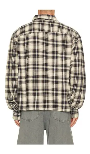 MUSEUM OF PEACE & QUIET Wordmark Button Up In Blue,beige