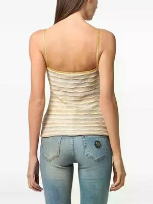 Philipp Plein Striped Logo Patch Tank Top