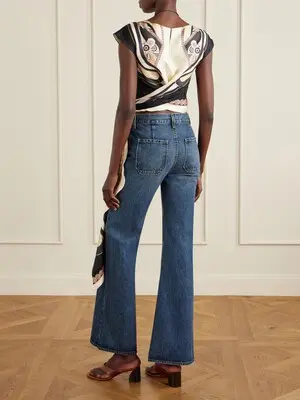 La DoubleJ Printed Silk-twill Blouse With Tie Detail