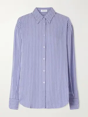 THE FRANKIE SHOP Striped Satin Peri Shirt