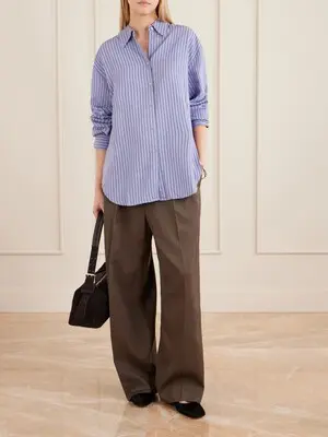 THE FRANKIE SHOP Striped Satin Peri Shirt