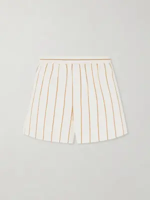Staud Rove Striped Cotton-blend Shorts - Neutrals