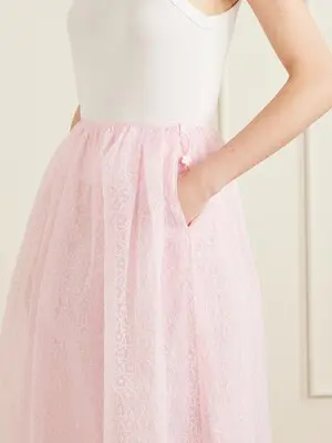 Cecilie Bahnsen Embroidered Cotton-blend Midi Skirt - Pink