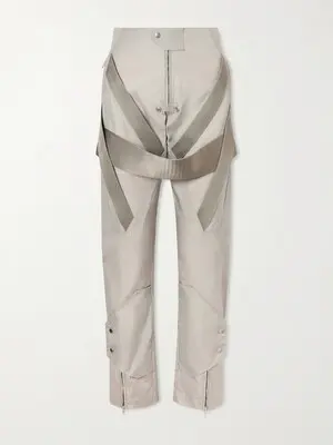 Rick Owens Megastrapped Motopants Belted Shell Straight-leg Pants - Gray
