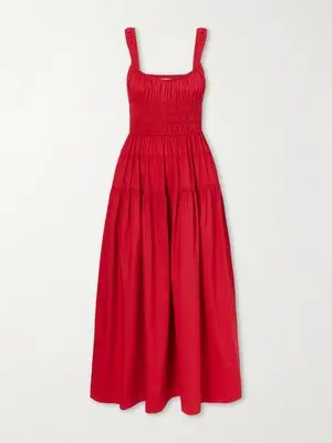 DÔEN Clover Organic Cotton-poplin Midi Dress - Red
