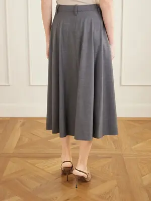 Brunello Cucinelli Pleated Wool-blend Midi Skirt