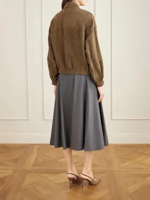 Brunello Cucinelli Paneled Suede Bomber Jacket - Brown