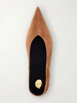 Saint Laurent Woven Leather Ballerina Flats - Brown