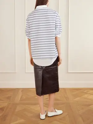 RÓHE Oversized Striped Polo Shirt - Blue