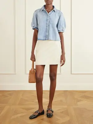 Marni Belted Striped Leather Mini Skirt