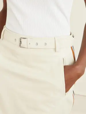 Marni Belted Striped Leather Mini Skirt
