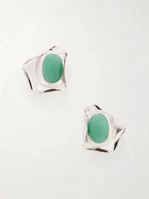 JENNIFER BEHR Kendall Silver-tone Aventurine Earrings - Green