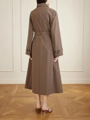 RÓHE Belted Checked Taffeta Trench Coat - Brown