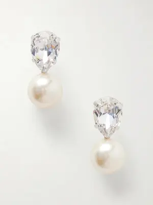JENNIFER BEHR Cimone Crystal And Pearl Drop Earrings - Neutrals