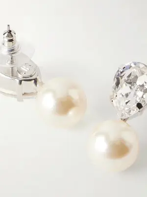 JENNIFER BEHR Cimone Crystal And Pearl Drop Earrings - Neutrals