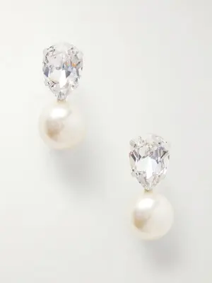 JENNIFER BEHR Cimone Crystal And Pearl Drop Earrings - Neutrals