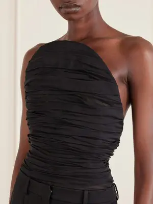 Balenciaga Ruched Silk-chiffon Bustier Top