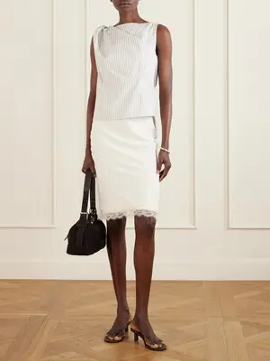 RÓHE Draped Striped Silk And Cotton-blend Blouse - Neutrals