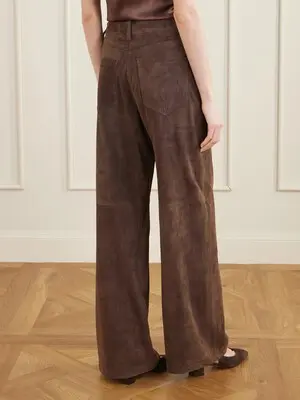 Brunello Cucinelli Mid-rise Straight-leg Suede Pants