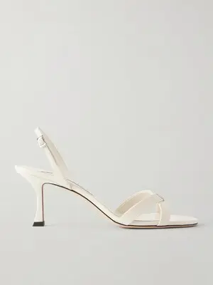 JIMMY CHOO Elsy 70 Leather Slingback Sandals - Neutrals