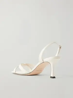 JIMMY CHOO Elsy 70 Leather Slingback Sandals - Neutrals