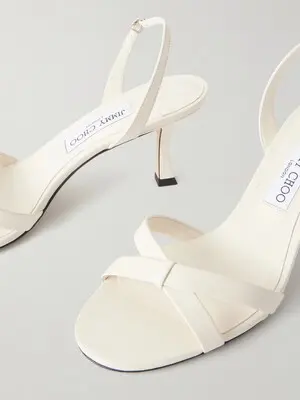 JIMMY CHOO Elsy 70 Leather Slingback Sandals - Neutrals