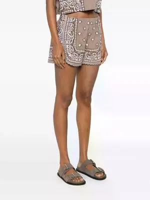 ORSINA Bandana Print Embroidered Shorts
