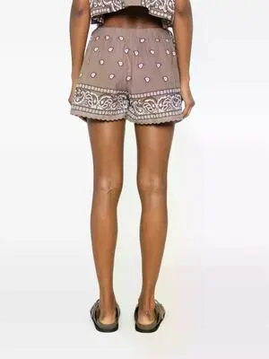 ORSINA Bandana Print Embroidered Shorts