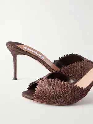 AQUAZZURA Rio Flirt 75 Raffia Mules - Brown
