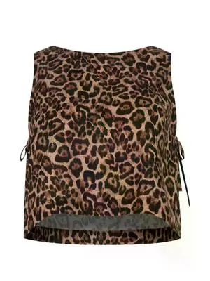 PARAMIDONNA Leopard-print Top With Side-tie Detail - Brown