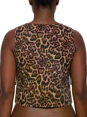PARAMIDONNA Leopard-print Top With Side-tie Detail
