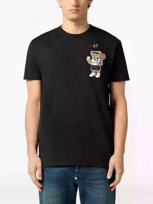 Philipp Plein Round Neck T-shirt Teddy Tennis Patch
