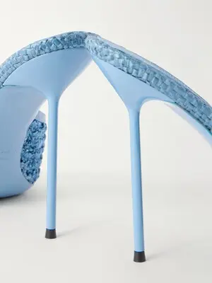 Paris Texas Lidia Straw Mules - Blue