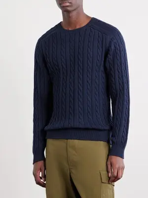 BEAMS Cable-knit Cotton Sweater - Blue