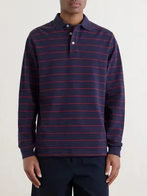 NOAH Striped Cotton-piqué Polo Shirt