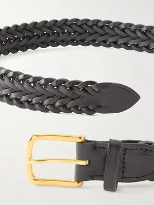 DRAKE'S 3.5cm Woven Leather Belt