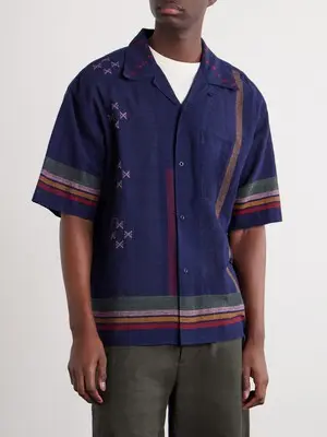 KARDO Rohit Camp-collar Striped Cotton Shirt - Blue
