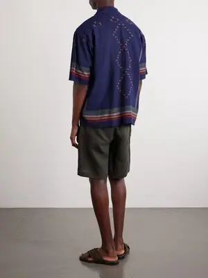 KARDO Rohit Camp-collar Striped Cotton Shirt - Blue