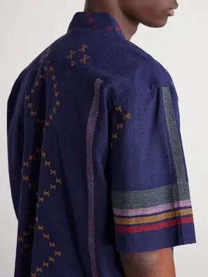 KARDO Rohit Camp-collar Striped Cotton Shirt - Blue