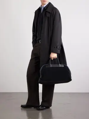 BLEU DE CHAUFFE Leather-trimmed Suede Weekend Bag - Black