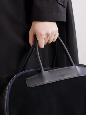 BLEU DE CHAUFFE Leather-trimmed Suede Weekend Bag - Black