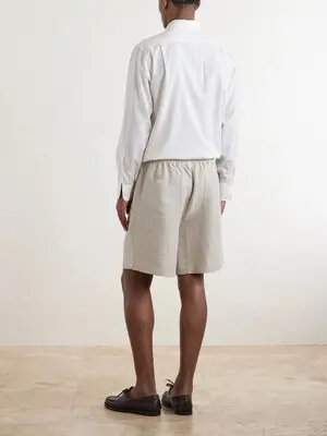 SAMAN AMEL Brisbane Straight-leg Linen Shorts - Neutrals