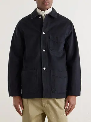 DRAKE'S Denim Chore Jacket - Black