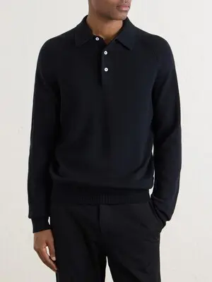 DRAKE'S Knitted Merino Wool Polo Shirt