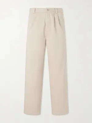 A.p.c. Ricky Pleated Wide-leg Cotton Trousers - Neutrals