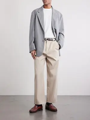 A.p.c. Ricky Pleated Wide-leg Cotton Trousers - Neutrals