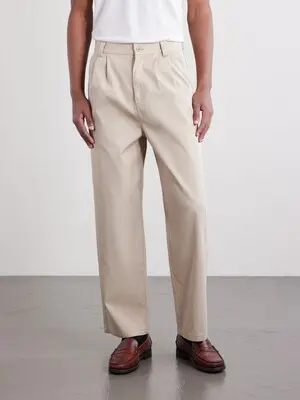A.p.c. Ricky Pleated Wide-leg Cotton Trousers - Neutrals